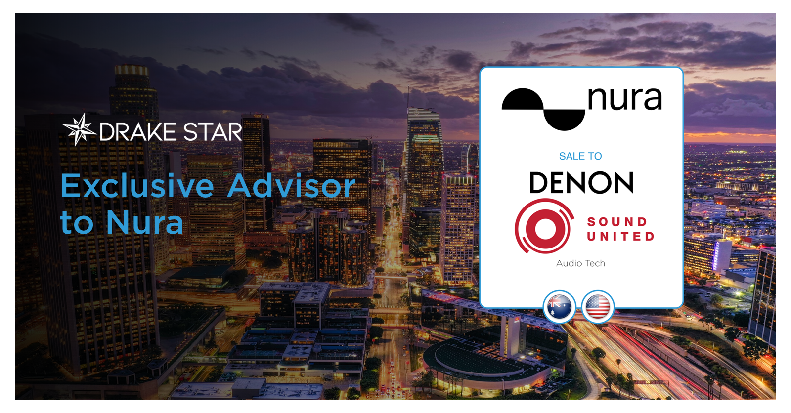 Drake Star Acts as Exclusive Financial Advisor to Nura on its Sale to Denon, a Brand of Sound United